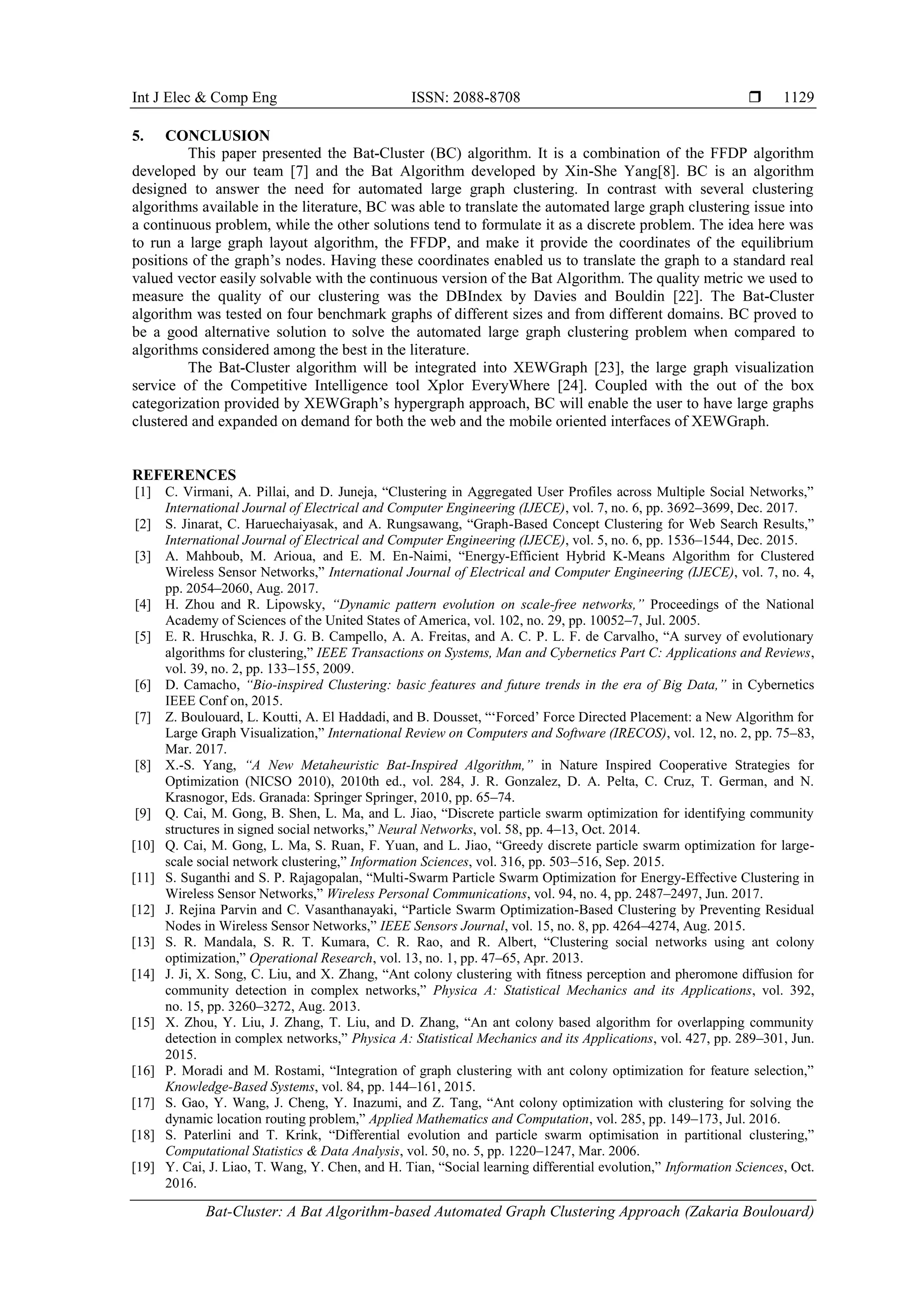 Bat-Cluster: A Bat Algorithm-based Automated Graph Clustering Approach | PDF | Computing ...