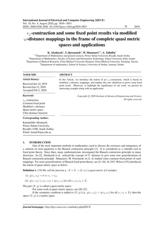 -contraction and some ﬁxed point results via modiﬁed !-distance ...