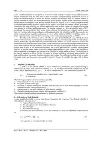 Reliability Evaluation and Analysis of Mobile Ad Hoc Networks | PDF