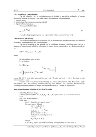 Reliability Evaluation and Analysis of Mobile Ad Hoc Networks | PDF