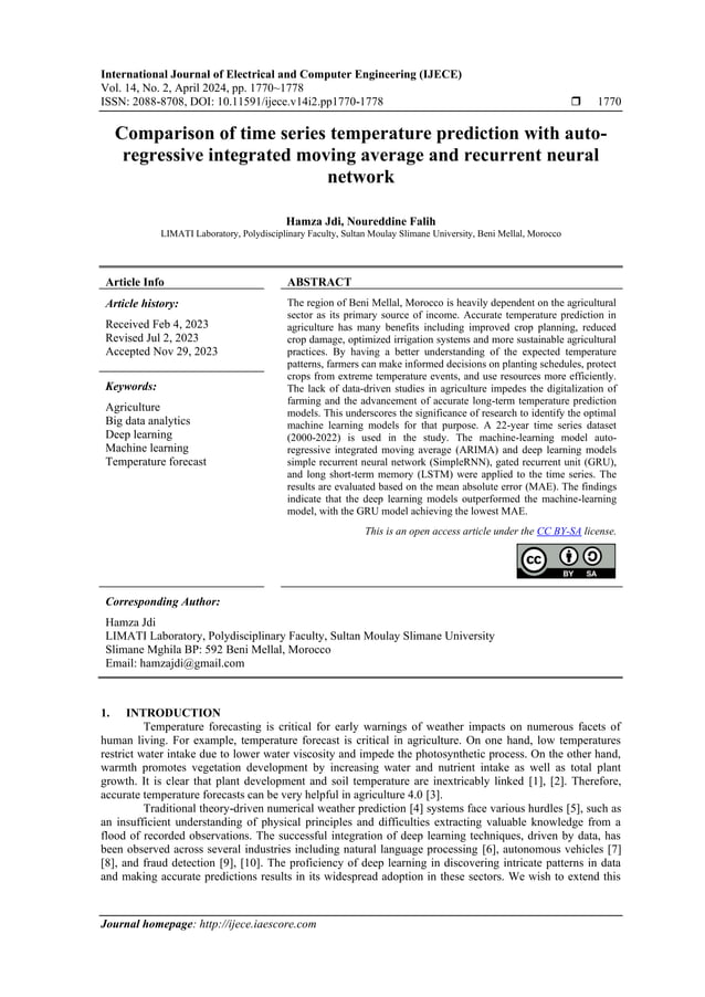 Comparison of time series temperature prediction with autoregressive integrated moving average ...