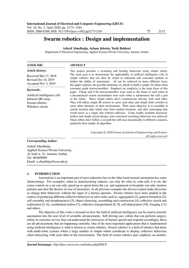 Swarm robotics : Design and implementation | PDF
