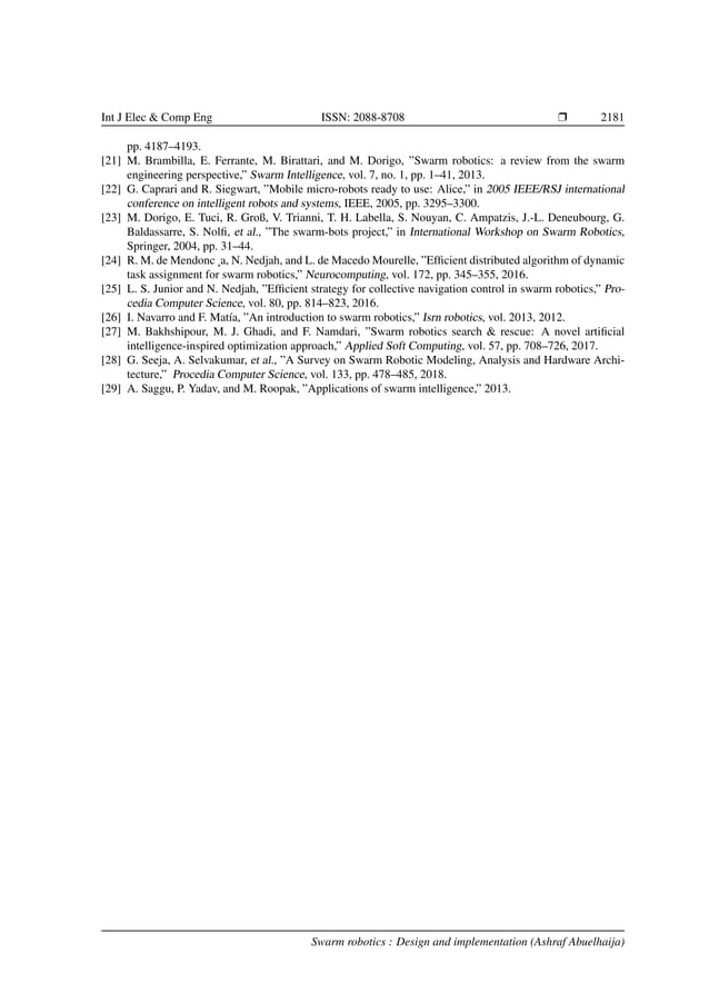 Swarm robotics : Design and implementation | PDF