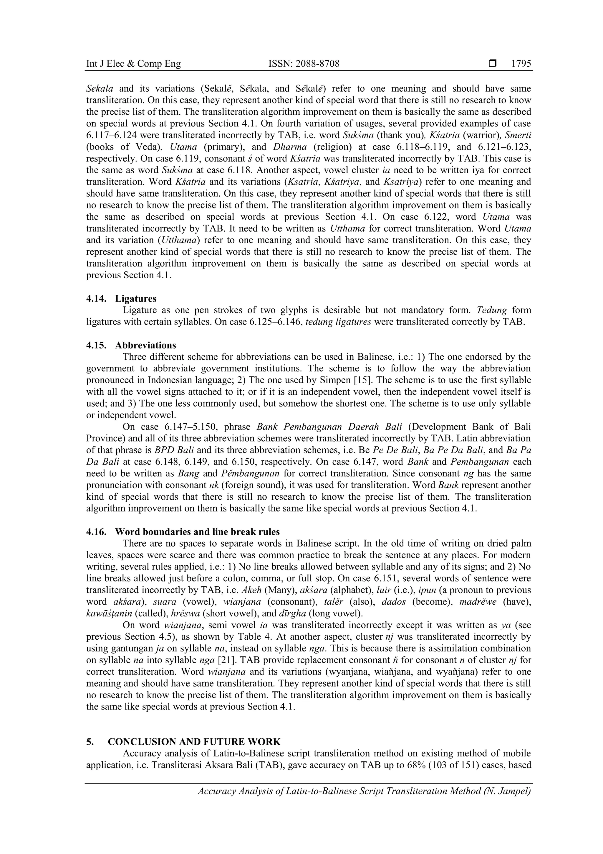 Accuracy Analysis of Latin-to-Balinese Script Transliteration Method | PDF