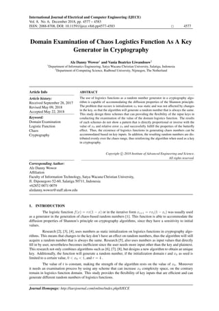 Domain Examination of Chaos Logistics Function As A Key Generator in ...