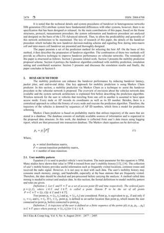 Handover Algorithm based VLP using Mobility Prediction Database for Vehicular Network | PDF ...