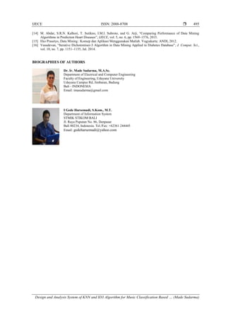 Design and Analysis System of KNN and ID3 Algorithm for Music Classification based on Mood ...