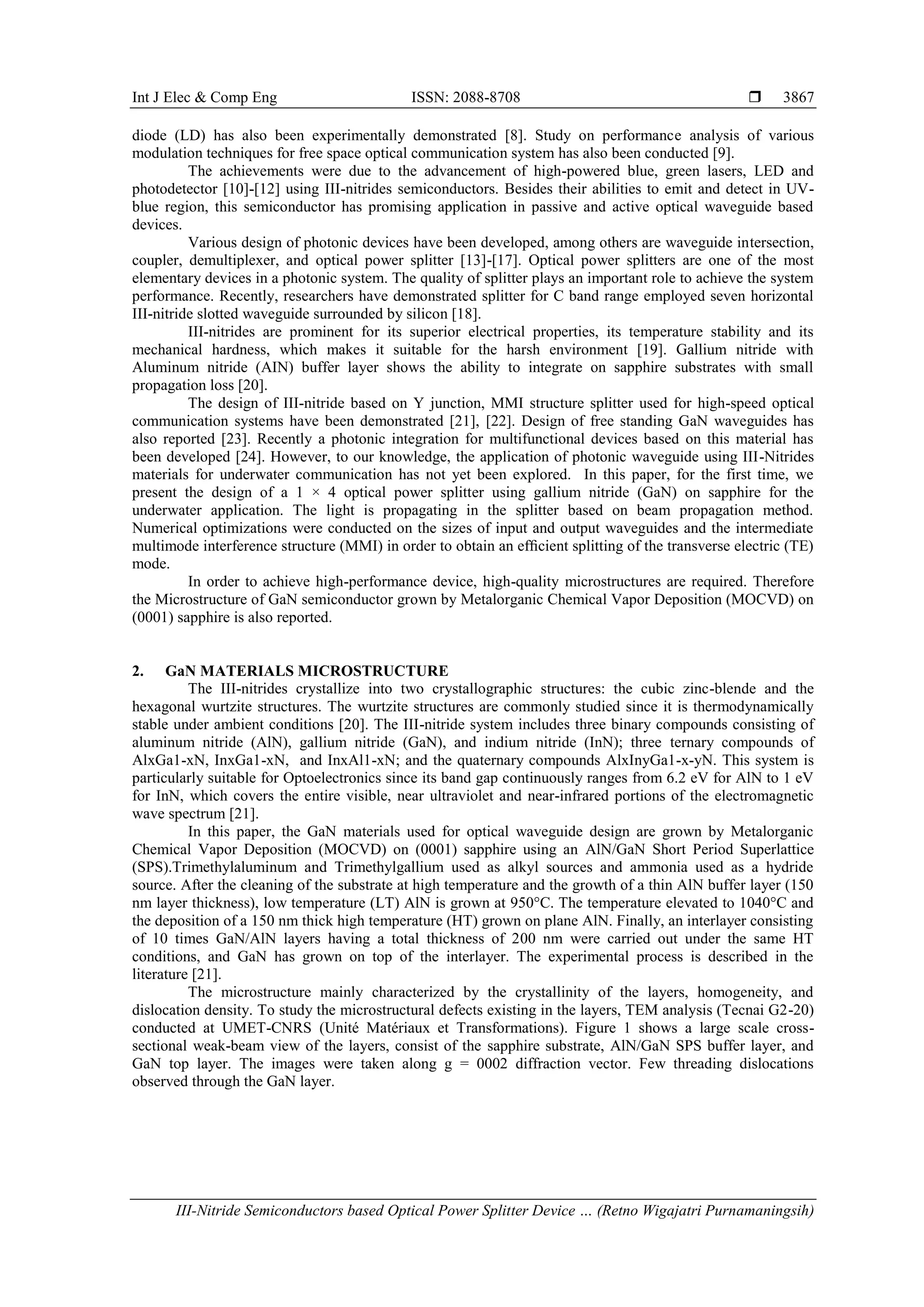 III-Nitride Semiconductors based Optical Power Splitter Device Design for underwater Application ...