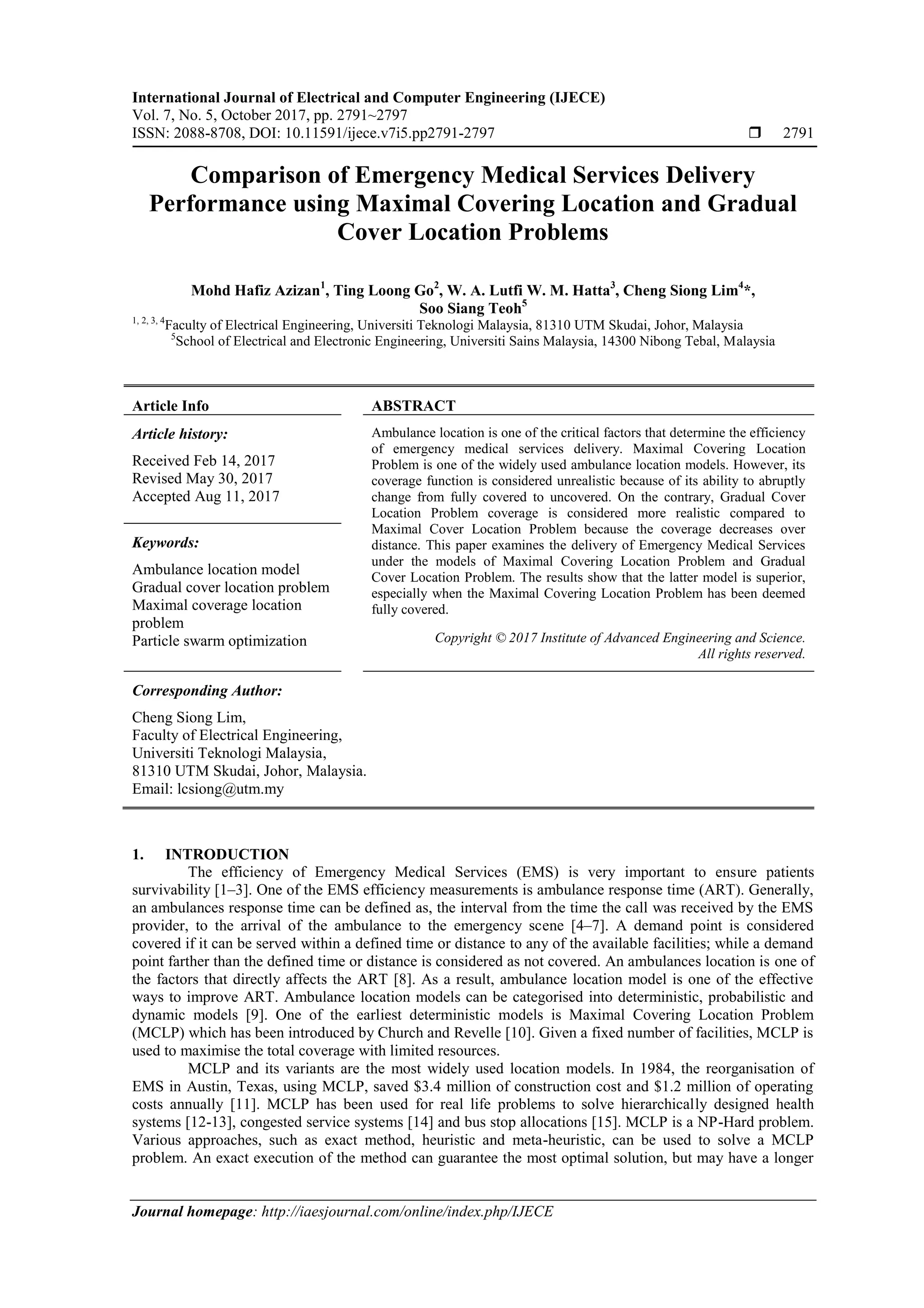 Comparison of Emergency Medical Services Delivery Performance using ...