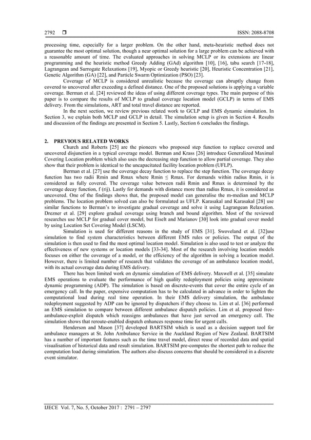 Comparison Of Emergency Medical Services Delivery Performance Using Maximal Covering Location