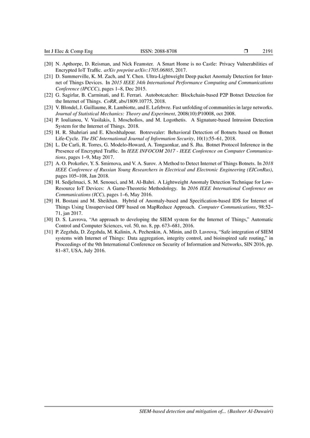 Siem Based Detection And Mitigation Of Iot Botnet Ddos Attacks Pdf