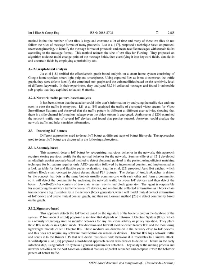 Siem Based Detection And Mitigation Of Iot Botnet Ddos Attacks Pdf