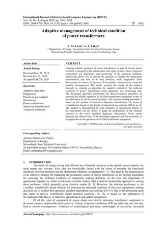 Adaptive management of technical condition of power transformers | PDF | Computer Software and ...
