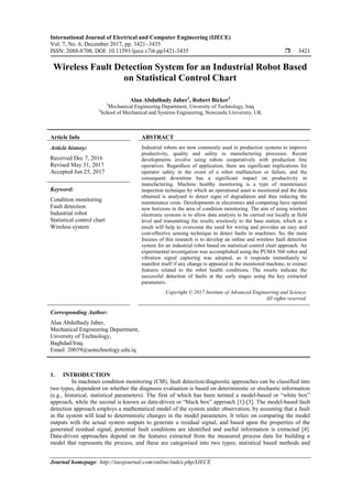 Wireless Fault Detection System for an Industrial Robot Based on Statistical Control Chart | PDF