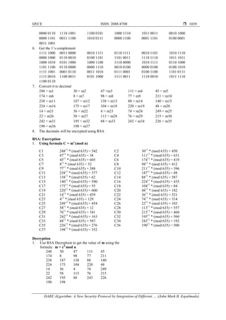 DARE Algorithm: A New Security Protocol by Integration of Different Cryptographic Techniques | PDF