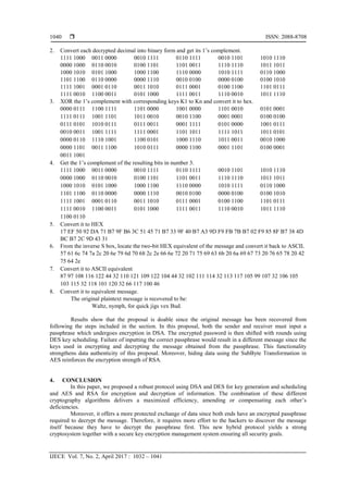 DARE Algorithm: A New Security Protocol by Integration of Different Cryptographic Techniques | PDF