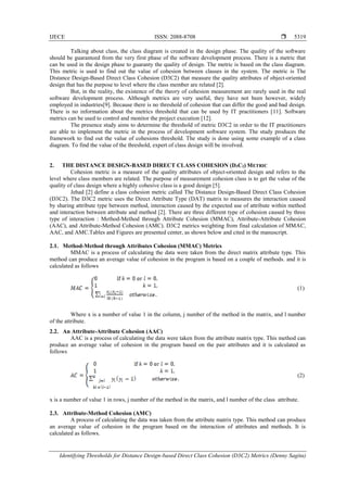 Identifying Thresholds for Distance Design-based Direct Class Cohesion (D3C2) Metrics | PDF