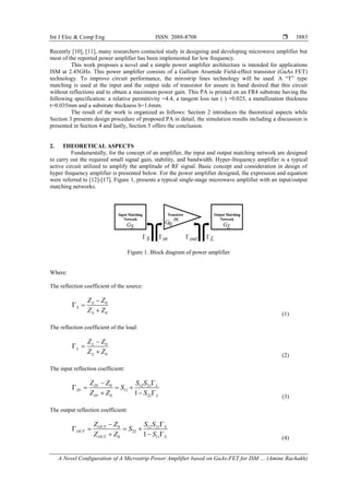A Novel Configuration of A Microstrip Power Amplifier based on GaAs-FET for ISM Applications | PDF