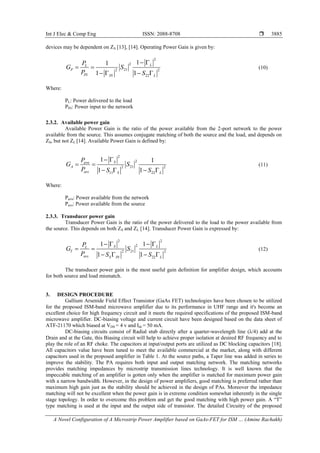 A Novel Configuration of A Microstrip Power Amplifier based on GaAs-FET for ISM Applications | PDF