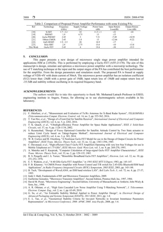 A Novel Configuration of A Microstrip Power Amplifier based on GaAs-FET for ISM Applications | PDF
