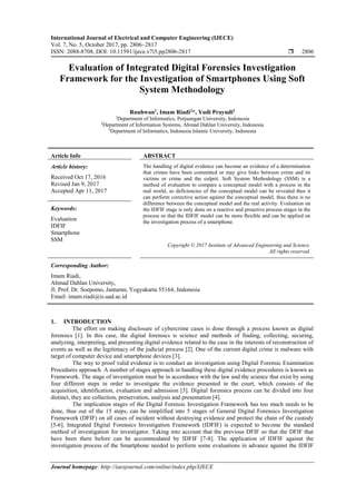 Evaluation of Integrated Digital Forensics Investigation Framework for ...