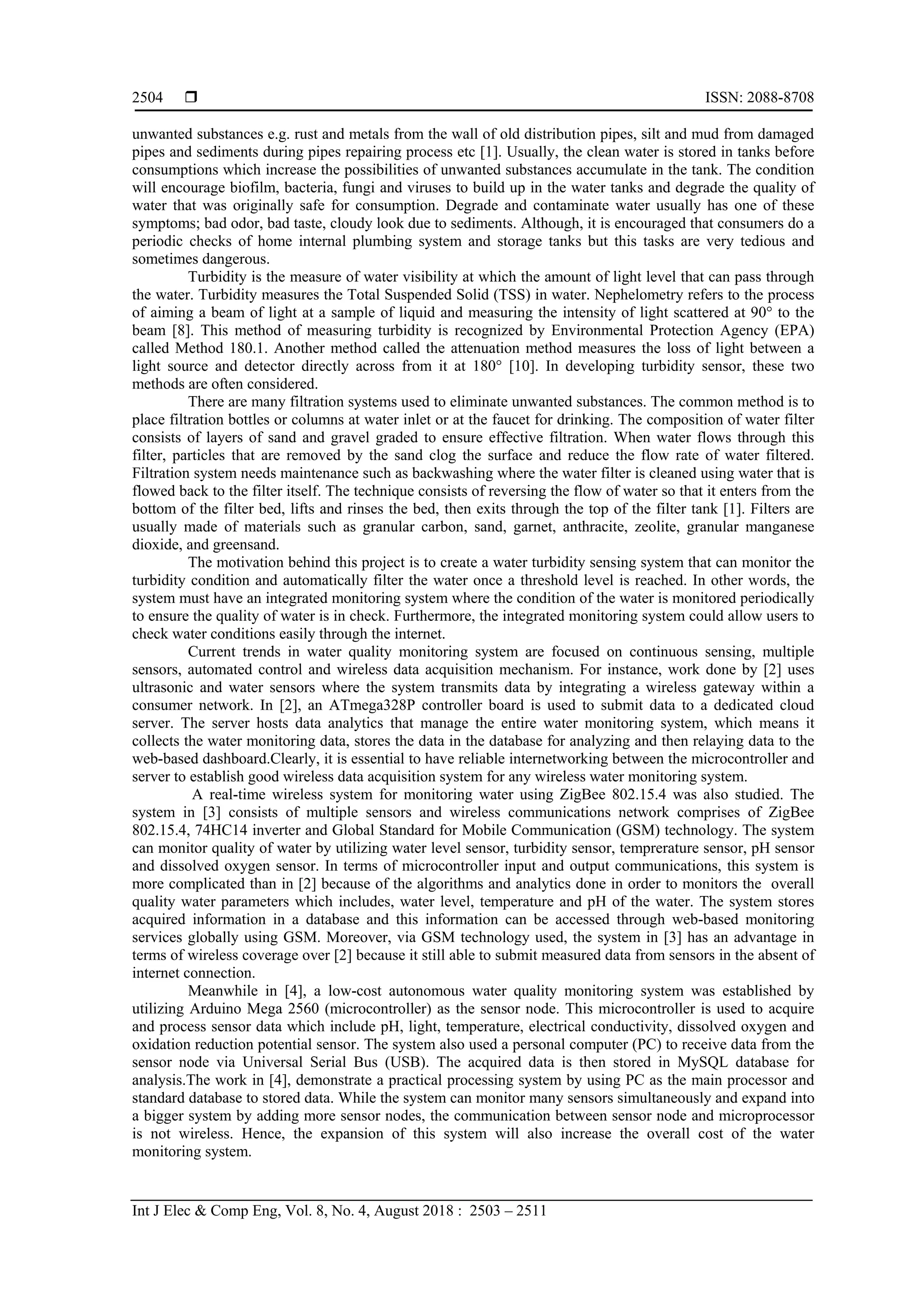 Web based Water Turbidity Monitoring and Automated Filtration System: IoT Application in Water ...