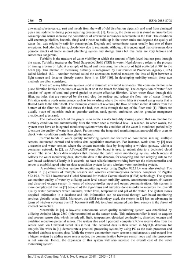 Web based Water Turbidity Monitoring and Automated Filtration System: IoT Application in Water ...