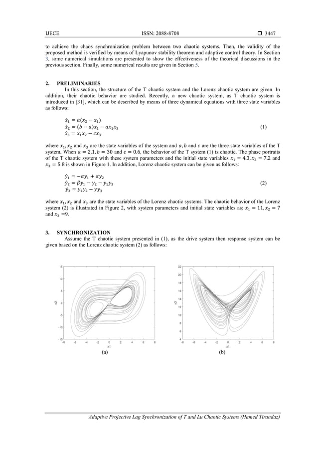 Adaptive Projective Lag Synchronization Of T And Lu Chaotic Systems Pdf