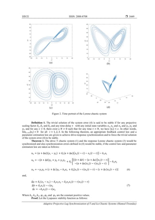 Adaptive Projective Lag Synchronization of T and Lu Chaotic Systems | PDF