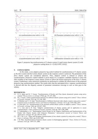 Adaptive Projective Lag Synchronization of T and Lu Chaotic Systems | PDF