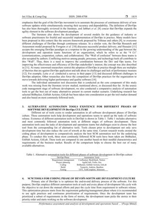 Performance assessment and analysis of development and operations based automation tools for ...