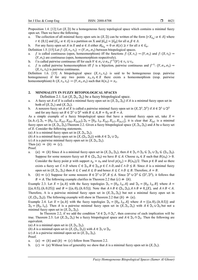 Fuzzy Homogeneous Bitopological Spaces | PDF