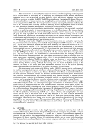 Prediction of the risk of developing heart disease using logistic regression | PDF | Heart and ...