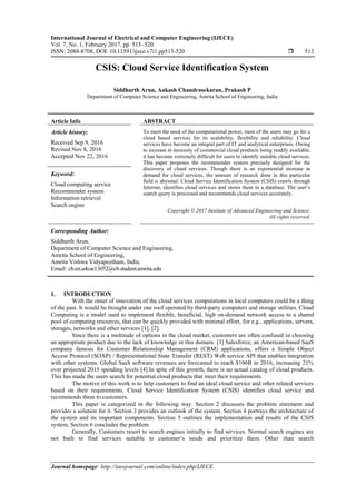 CSIS: Cloud Service Identification System | PDF