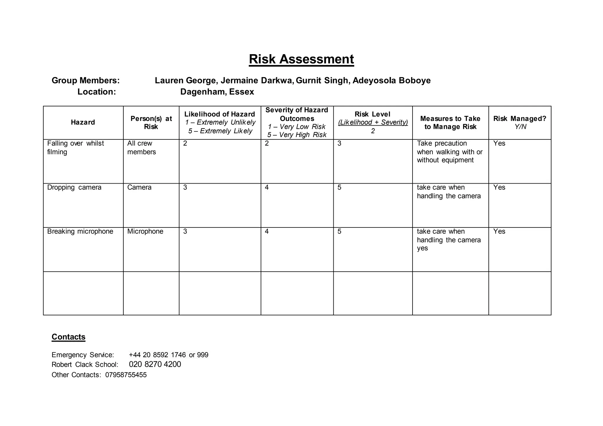 Risk Assessment | DOCX