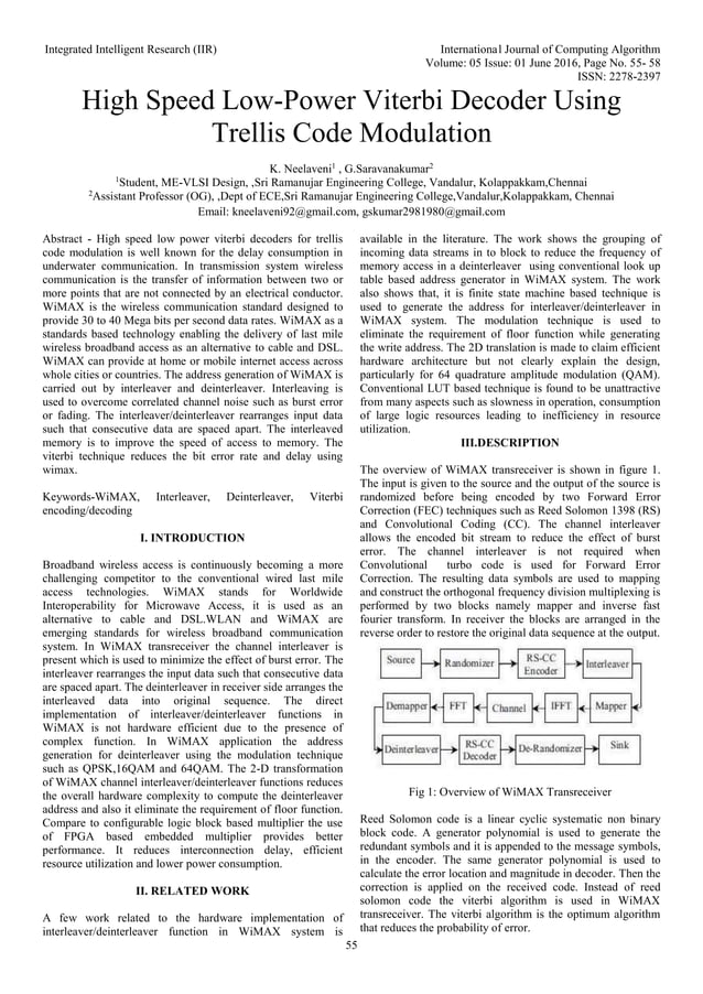 High Speed Low-Power Viterbi Decoder Using Trellis Code Modulation | DOC