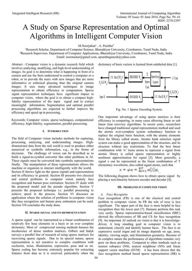 A Study on Sparse Representation and Optimal Algorithms in Intelligent Computer Vision | PDF