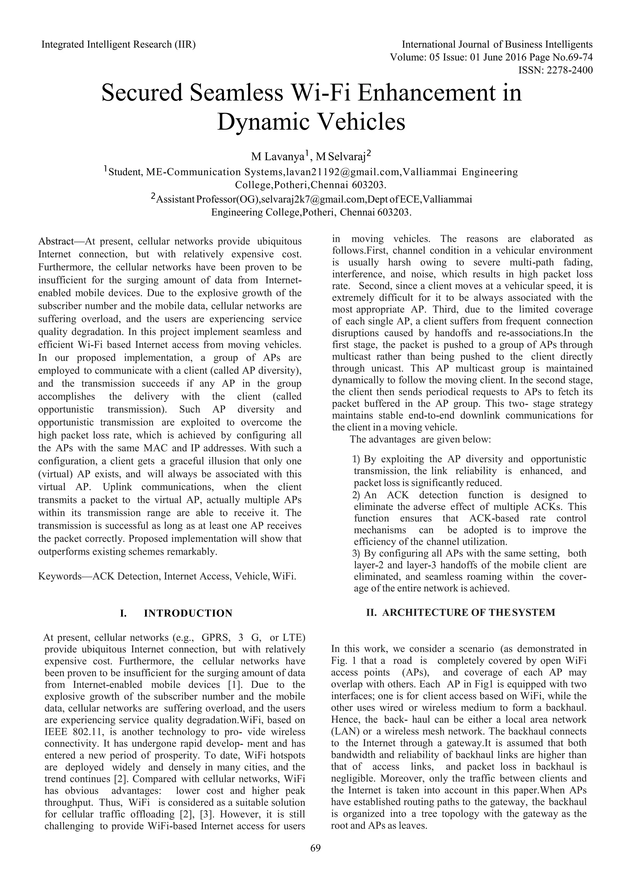 Secured Seamless Wi-Fi Enhancement in Dynamic Vehicles | PDF