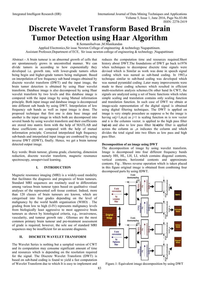 Discrete Wavelet Transform Based Brain Tumor Detection Using Haar Algorithm Doc