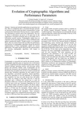 Evolution of Cryptographic Algorithms and Performance Parameters | PDF