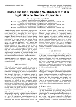 Hadoop and Hive Inspecting Maintenance of Mobile Application for Groceries Expenditure | DOCX