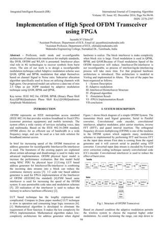 Implementation of High Speed OFDM Transceiver using FPGA | PDF