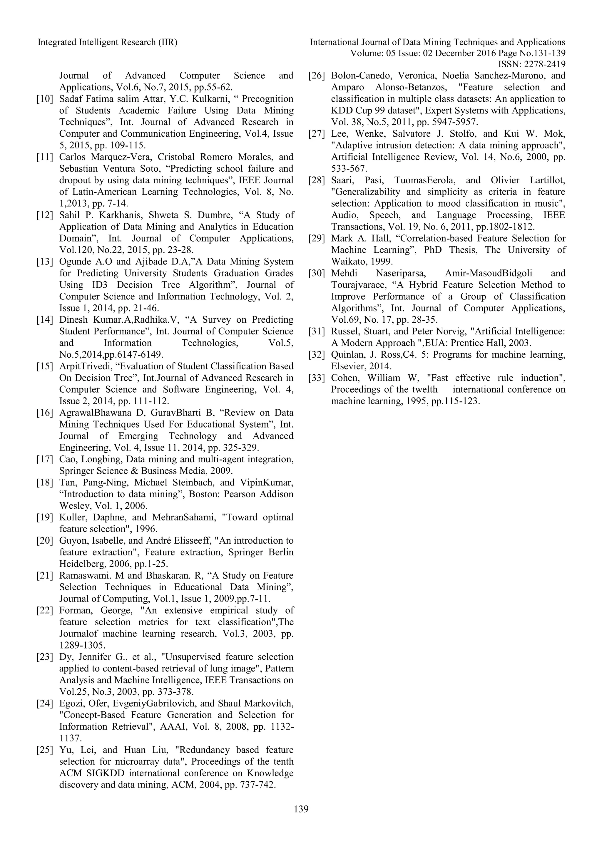 Performance Evaluation Of Feature Selection Algorithms In Educational 3774