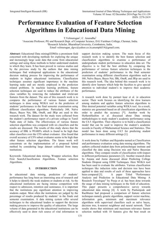 Performance Evaluation of Feature Selection Algorithms in Educational ...