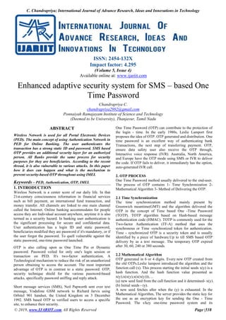 Enhanced adaptive security system for SMS – based One Time Password | PDF