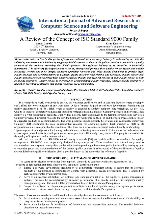 A Review of the Concept of ISO Standard 9000 Family | PDF