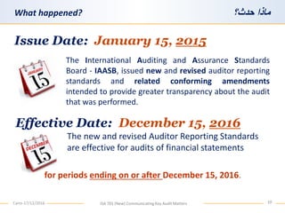 ISA 701 (New) Communicating Key Audit Matters in the Independent Auditor’s Report (Overview) | PPTX