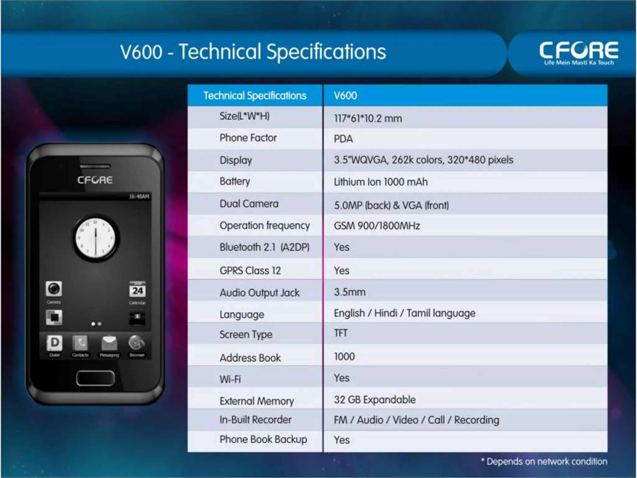 CFORE V600 MOBILE PHONE | PPT