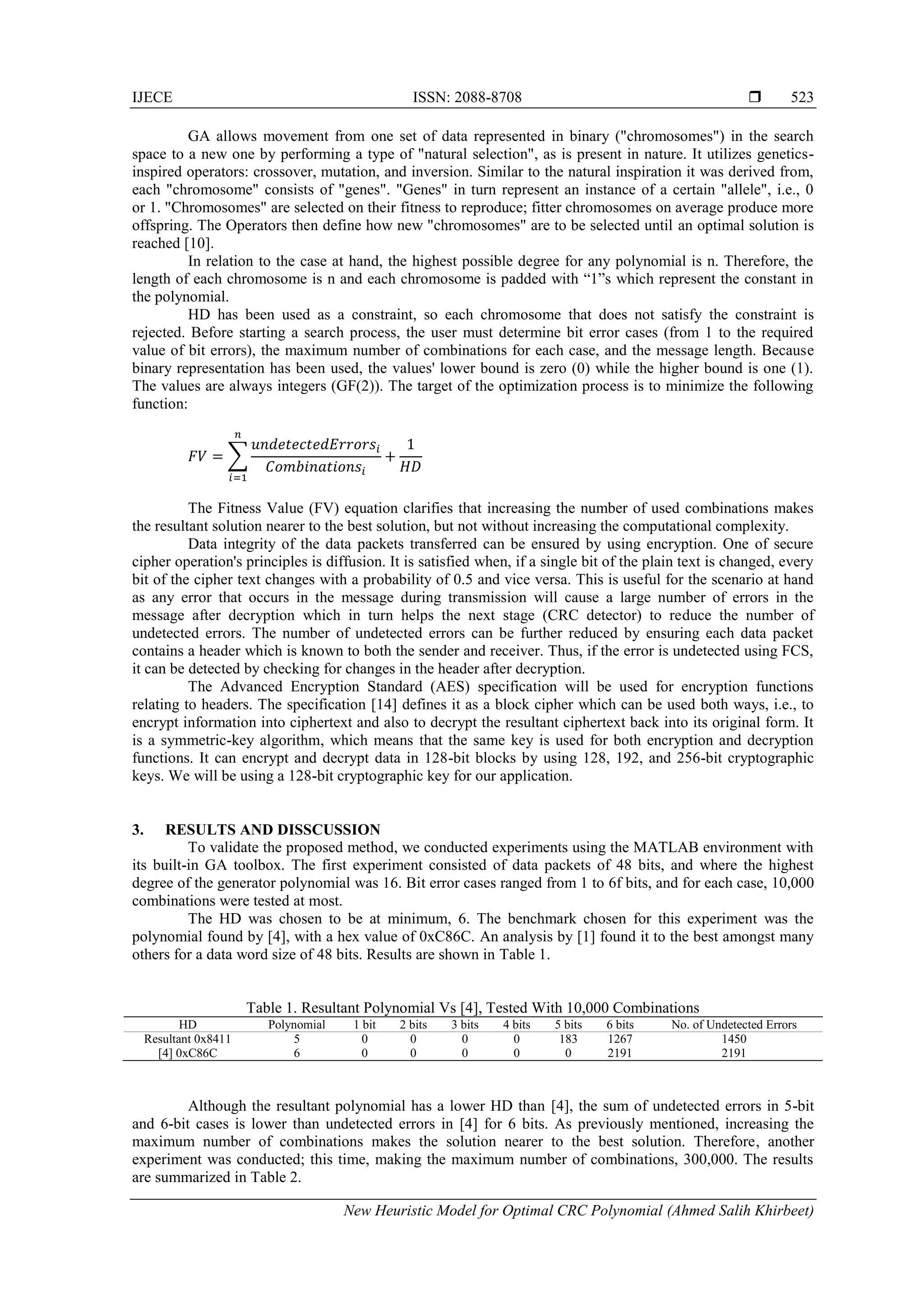 New Heuristic Model for Optimal CRC Polynomial | PDF