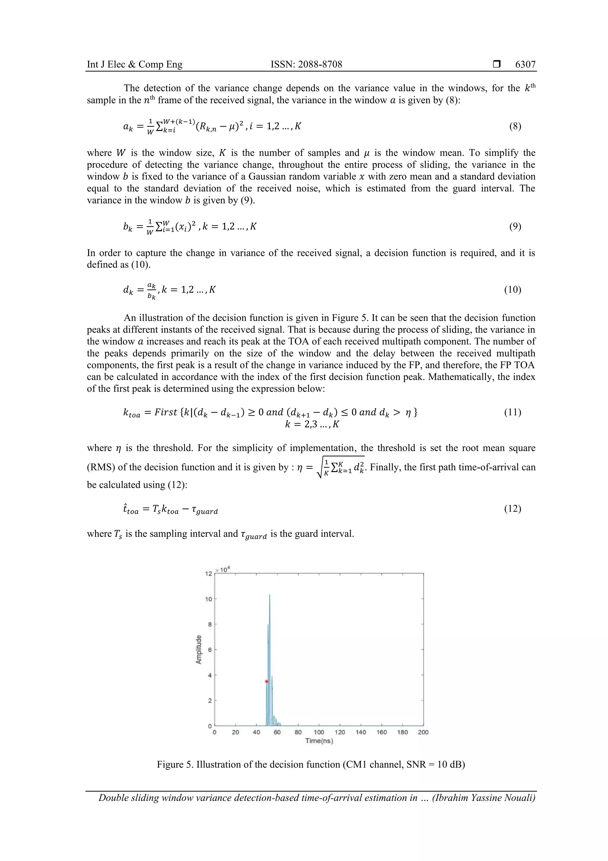 Double sliding window variance detection-based time-of-arrival estimation in ultra-wideband ...